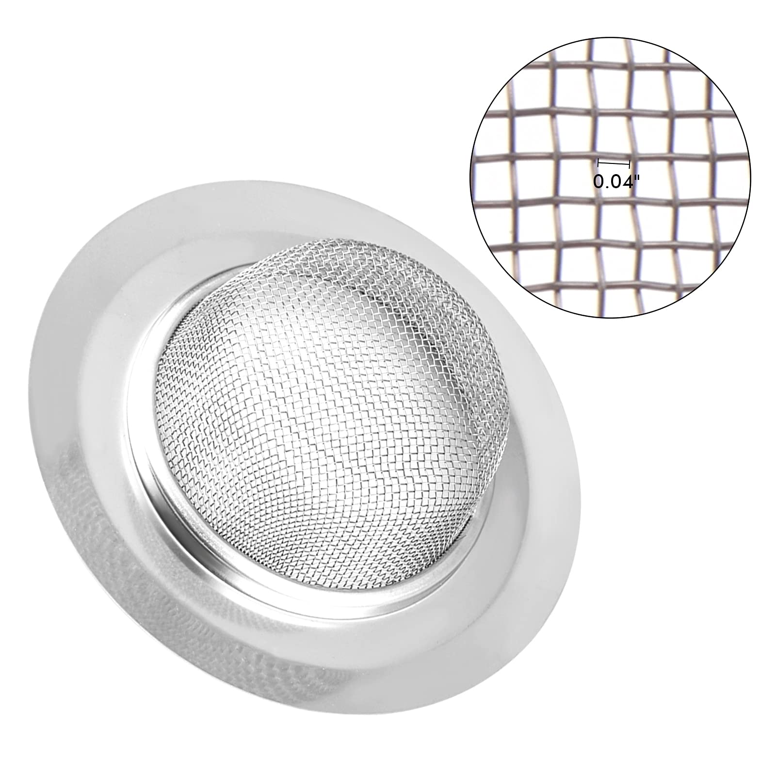 2Pcs Kitchen Sink Strainer, Stainless Steel Mesh Sink Drain Cover, Large Wide Rim 4.5" Diameter Sink Drain Strainer Basket Catcher