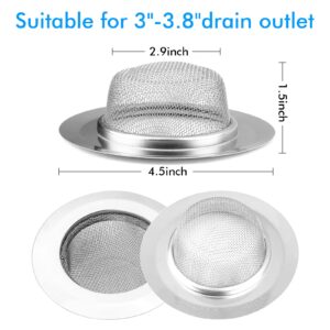 2Pcs Kitchen Sink Strainer, Stainless Steel Mesh Sink Drain Cover, Large Wide Rim 4.5" Diameter Sink Drain Strainer Basket Catcher