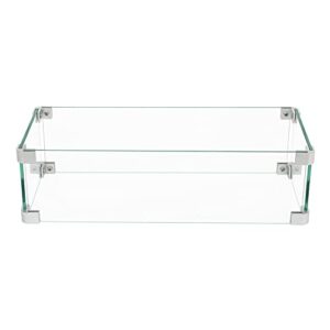 hompus rectangle glass wind guard, 30x8x5.5 inches tempered glass for outdoor fire fit table