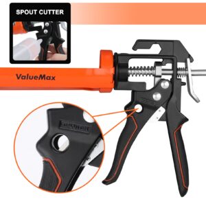 ValueMax Caulk Gun, 9 Inch Silicone Sealant Caulk Gun for Caulking/Filling/Sealing, Trigger Comfort Grip and Iron Smooth Rod, Ideal for Tiles, Window Joints, 8:1 Thrust Ratio