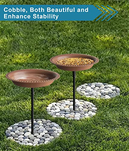 Koutemie 1-¼ Gallon Detachable Free Standing Garden Bird Bath Bird Feeder Bowl with Metal Stake for Outdoor, Bird Friendly Color - Deep Brown, 29 Inch