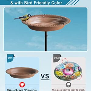 Koutemie 1-¼ Gallon Detachable Free Standing Garden Bird Bath Bird Feeder Bowl with Metal Stake for Outdoor, Bird Friendly Color - Deep Brown, 29 Inch