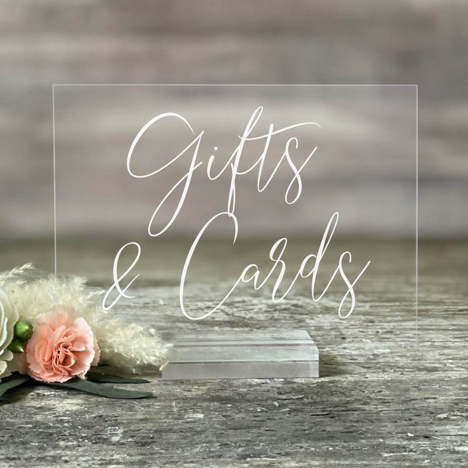 Gifts and Cards Acrylic 8x10 Sign with Stand | Wedding Table Decor for Modern and Classic Events | Lucite Decorations for Birthday and Anniversary Parties (5X7, Clear Acrylic Stand)