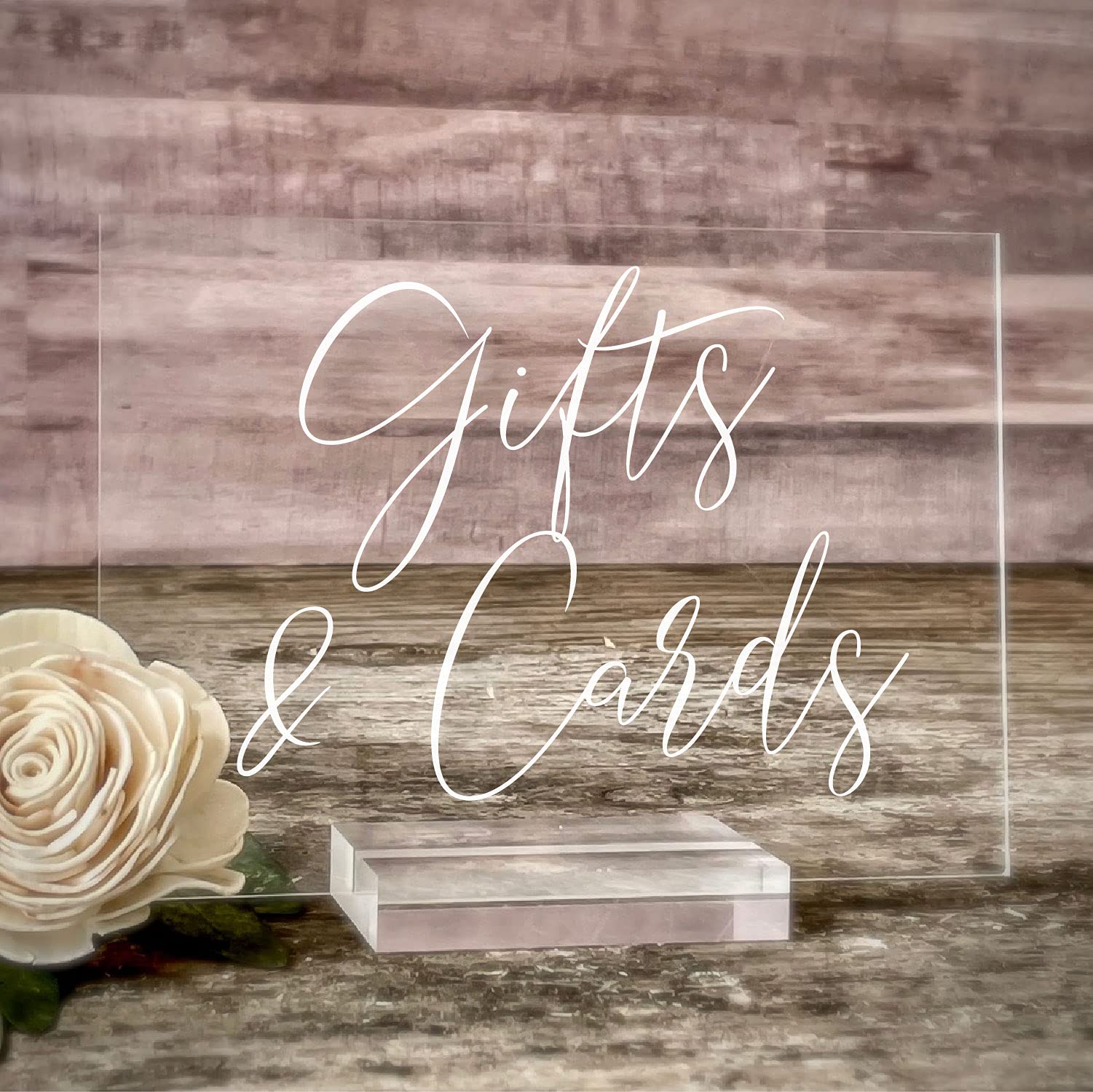 Gifts and Cards Acrylic 8x10 Sign with Stand | Wedding Table Decor for Modern and Classic Events | Lucite Decorations for Birthday and Anniversary Parties (5X7, Clear Acrylic Stand)