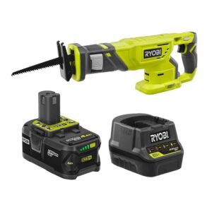 ryobi 18-volt cordless reciprocating saw kit with a 4ah battery and charger (no retail packaging, bulk packaged)