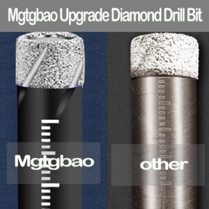 Mgtgao 6pc Black Dry Diamond Drill Bits Set for Granite Ceramic Marble Tile Stone Glass Hard Materials (not for Wood), Round Shank 3/16”, 1/4”, 5/16”, 3/8”, 1/2 ” with Storage Case