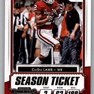 2021 Panini Contenders Draft Season Ticket #44 CeeDee Lamb Oklahoma Sooners Official NCAA Football Trading Card in Raw (NM or Better) Condition