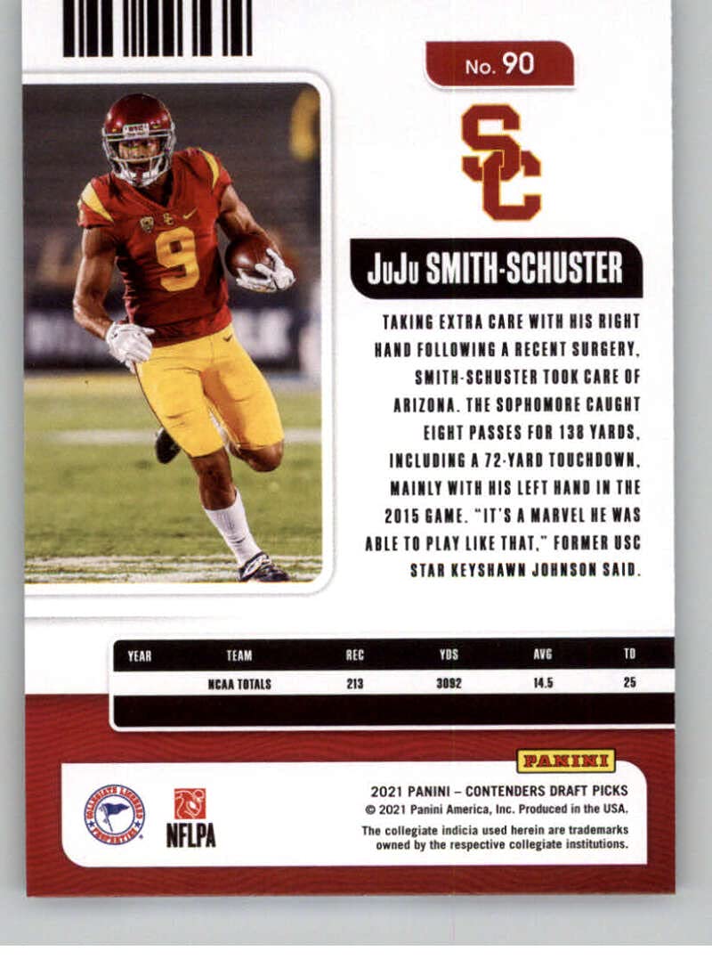 2021 Panini Contenders Draft Season Ticket #90 JuJu Smith-Schuster USC Trojans Official NCAA Football Trading Card in Raw (NM or Better) Condition