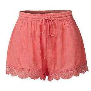 bravetoshop women's lounge shorts with pockets workout yoga shorts elastic waist comfy running shorts (pink,xxxl)