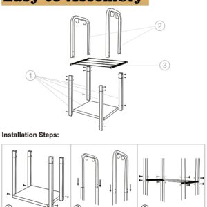 Artibear Small Firewood Rack Holder for Indoor Fireplace, 2-Tier Fire Wood Log Storage Stacker Stand for Outdoor Patio, Black