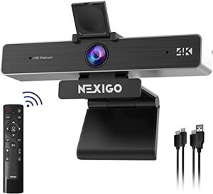 nexigo zoom certified, n950p 4k zoomable webcam with remote control, sony_starvis sensor, 5x digital zoom, pro web camera with dual stereo mics, for zoom skype teams twitch