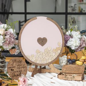 wedding guest book alternative | guest book frame | circle frame guest book | drop top frame from 200 hearts | wooden drop box | rustic wedding decor | customize central part