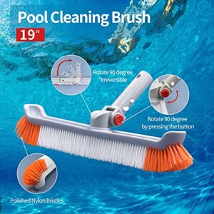 AgiiMan Swimming Pool Brushes with 16ft Pole -18 Polished Nylon Bristles Pool Brush Head - Designed for Cleans Walls, Tiles & Floors Effortlessly