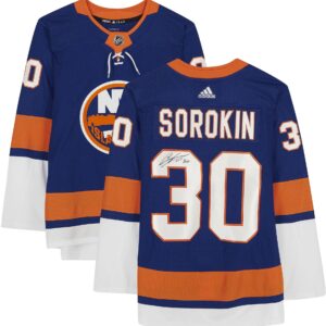 Ilya Sorokin New York Islanders Autographed Blue Adidas Authentic Jersey - Autographed NHL Jerseys