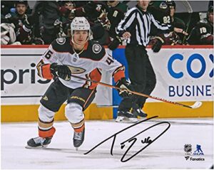 trevor zegras anaheim ducks autographed 8" x 10" nhl debut photograph - autographed nhl photos