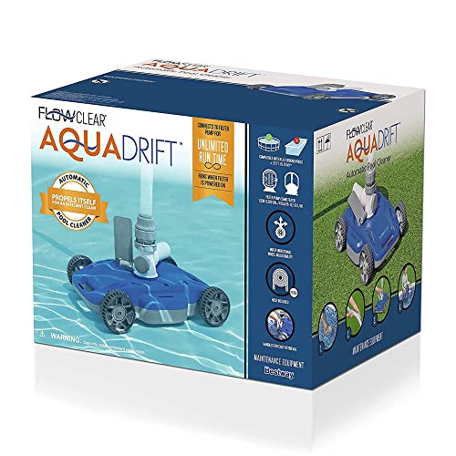 Bestway FlowClear AquaDrift Automatic Above Ground Swimming Pool Vacuum Cleaner with Multidirectional Wheels and 3 Adjustable Settings, Blue