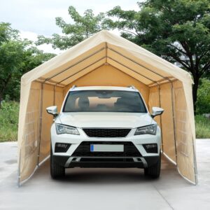 CARMOR Portable Carport Canopy 10x20 | Heavy Duty Portable Garage | Car Tent with Sidewalls and Windows | Car Canopy Tent 10x20 with Rolling Curtain and Doors | Car Port for Boat Storage & Party