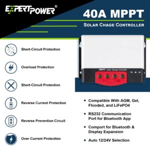 ExpertPower 5KWH 12V Solar Power Kit | LiFePO4 12V 200Ah, 600W Solar Panels, 40A MPPT Solar Charge Controller, 3KW Pure Sine Wave Inverter Charger | RV, Trailer, Camper, Marine, Off Grid