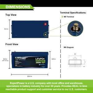 ExpertPower 5KWH 12V Solar Power Kit | LiFePO4 12V 200Ah, 600W Solar Panels, 40A MPPT Solar Charge Controller, 3KW Pure Sine Wave Inverter Charger | RV, Trailer, Camper, Marine, Off Grid