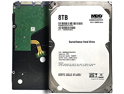 MaxDigitalData 8TB 7200 RPM 256MB Cache SATA 6.0Gb/s 3.5inch Internal Hard Drive for Surveillance (MD8000GSA25672DVR) - 3 Years Warranty