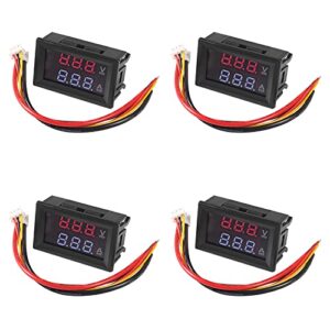 almocn 4 pack 0.28" led digital voltmeter ammeter, dc 100v 10a voltage current tester digital multimeter display volt meter gauge(red&blue display)