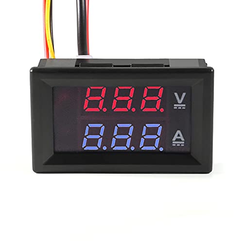 ALMOCN 4 Pack 0.28" LED Digital Voltmeter Ammeter, DC 100V 10A Voltage Current Tester Digital Multimeter Display Volt Meter Gauge(Red&Blue Display)