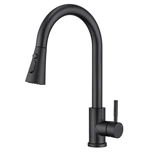 YACVCL Kitchen Sink Faucet with Pull Down Sprayer Stainless Steel Matte Black Commercial Kitchen Faucets with Side Single Handle