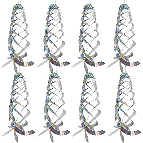 Sfcddtlg, 8 PCS Bird Spiral Hanging Reflectors-15.8 Inch Outdoor Hanging Reflective Device-Garden Decoration to Prevent Birds from Entering The House Garden Swimming Pool