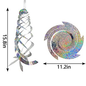 Sfcddtlg, 8 PCS Bird Spiral Hanging Reflectors-15.8 Inch Outdoor Hanging Reflective Device-Garden Decoration to Prevent Birds from Entering The House Garden Swimming Pool