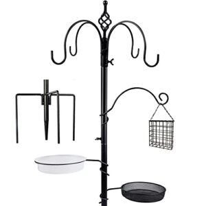 yosager premium bird feeding station kit, 77" x 19" bird feeder pole, deluxe multi feeder hanging kit with metal suet and bird bath for wild birds watching, birdfeeder and planter hanger