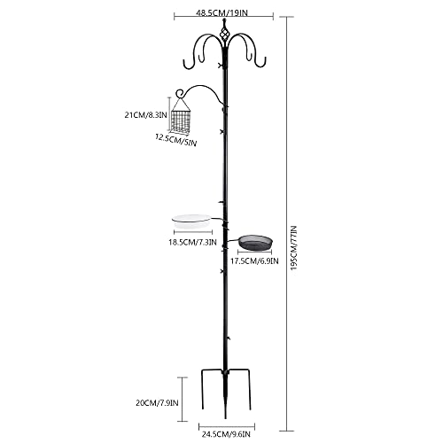 yosager Premium Bird Feeding Station Kit, 77" x 19" Bird Feeder Pole, Deluxe Multi Feeder Hanging Kit with Metal Suet and Bird Bath for Wild Birds Watching, Birdfeeder and Planter Hanger