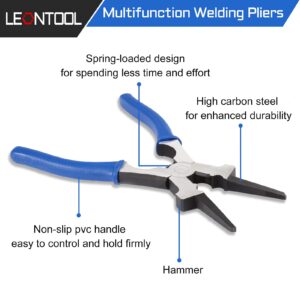 LEONTOOL 3 Pcs Welding Pliers Set, 8-Inch MIG Pliers, Metal Sheet Thickness Gauge, Cleaning Cloth Wire Cutter Tip Remover for Professional Welding