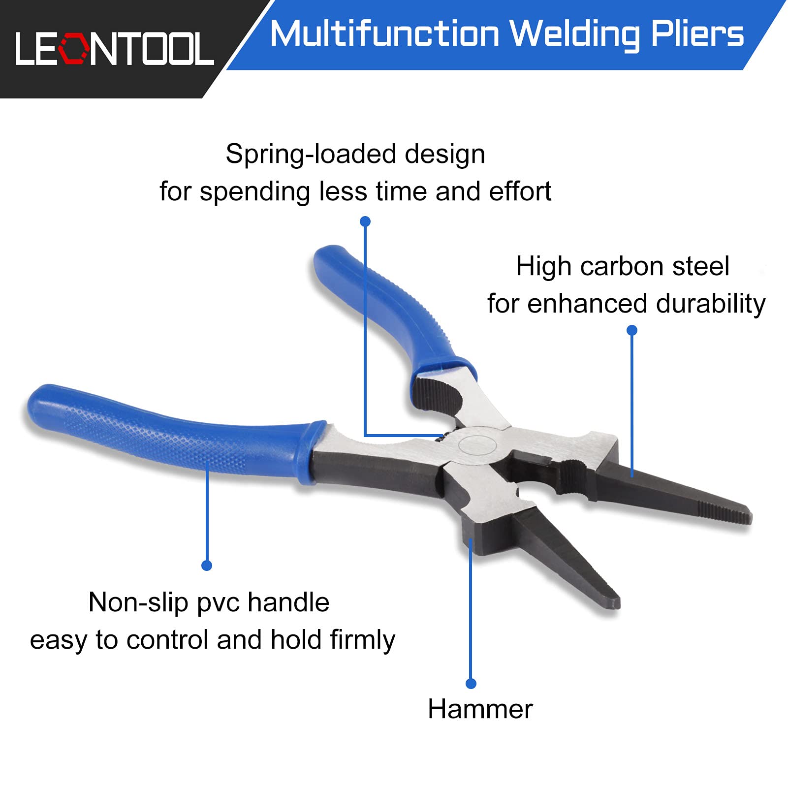 LEONTOOL 3 Pcs Welding Pliers Set, 8-Inch MIG Pliers, Metal Sheet Thickness Gauge, Cleaning Cloth Wire Cutter Tip Remover for Professional Welding