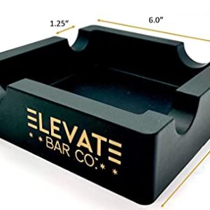 Elevate Bar Co.™ Shatterproof Silicone 4-Person Cigar Ashtray, Built with Extra Wide Cigar Rest, Designed for indoor and outdoor use