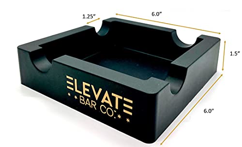 Elevate Bar Co.™ Shatterproof Silicone 4-Person Cigar Ashtray, Built with Extra Wide Cigar Rest, Designed for indoor and outdoor use