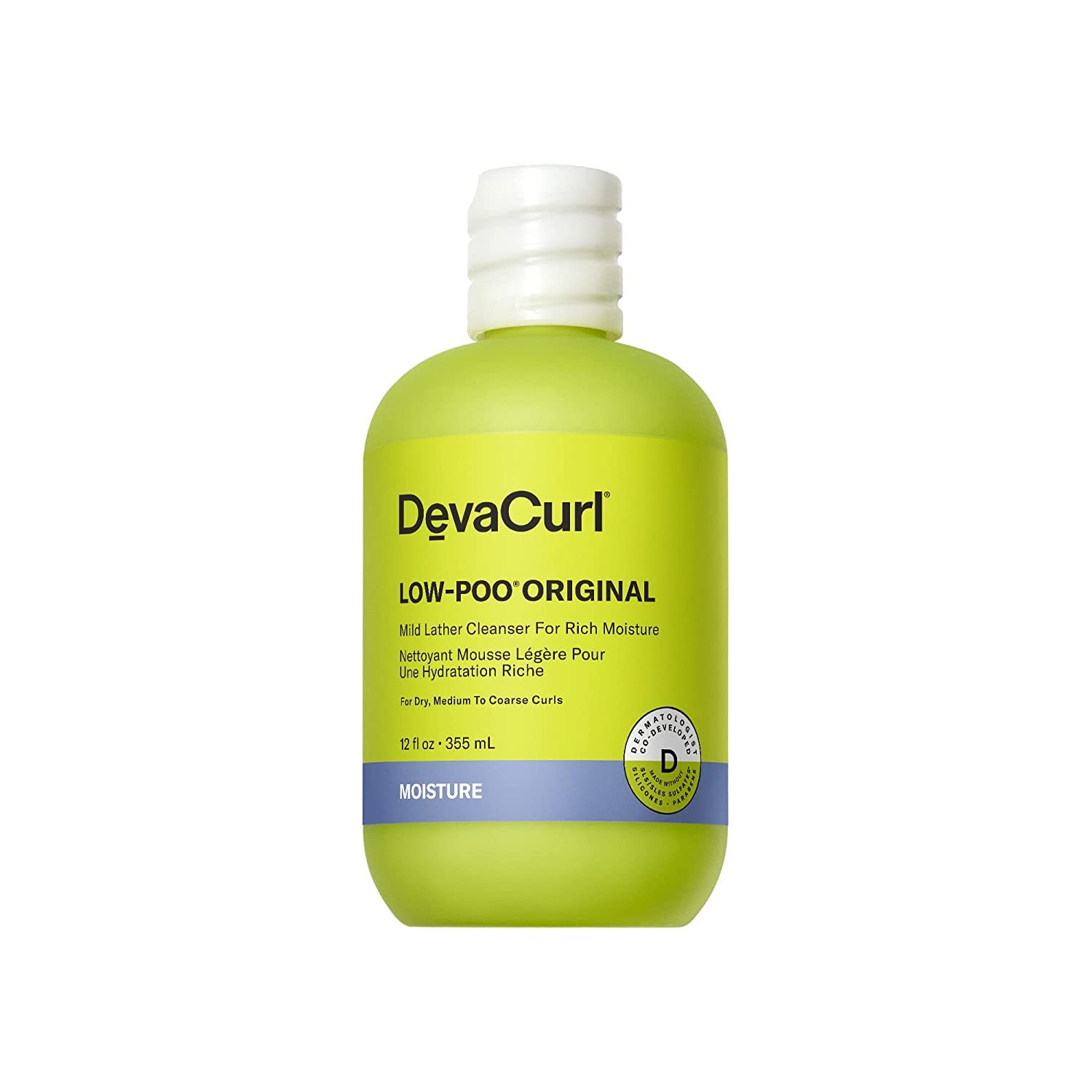 DevaCurl Low-Poo Original Mild Lather Cleanser for Rich Moisture, 12 fl. oz.