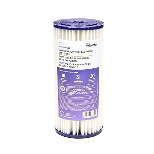 Whirlpool Whole House Large Capacity Pleated Sediment Filter WHKF-WHPLBB, NSF Certified 30 Micron Rating Reduces Sand, Soil, Silt & Rust, 4.5" Diameter Fits Most Home Water Filtration Housings