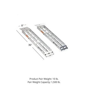 Titan Distributors Titan Ramps 36 x 8 Aluminum Dual Shed Ramps with 4 Rung Spacing, Rated 750 LB Each, Garage Shed Storage, Easy Loading