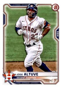 2021 bowman #84 jose altuve houston astros official mlb baseball trading card in raw (nm or better) condition