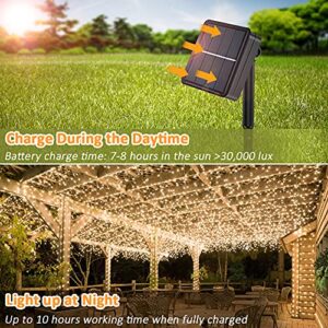 Extra-Long Solar String Lights Outdoor Waterproof - 4-Pack Each 72FT 200 LED Solar Powered Fairy Lights - 8 Modes Copper wire lights for Patio Trees Garden Party Christmas Wedding (Warm White)