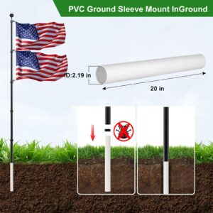 FFILY Flag Pole for Outside In Ground - 25 FT Heavy Duty Telescopic Flagpole Kit for Yard - Extra Thick Outdoor Telescoping Flag Poles with 3x5 American Flag for Residential or Commercial, Black