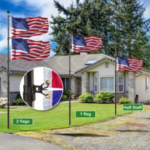 FFILY Flag Pole for Outside In Ground - 25 FT Heavy Duty Telescopic Flagpole Kit for Yard - Extra Thick Outdoor Telescoping Flag Poles with 3x5 American Flag for Residential or Commercial, Black