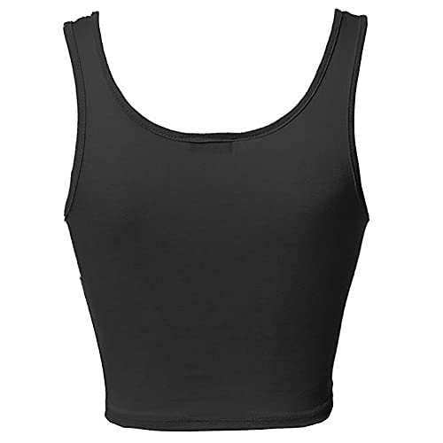 Bravetoshop Women's Workout Tank Tops Athletic Yoga Running Shirts Y2k Crop Cami Tops Vest Fashion Streetwear (Black,L)