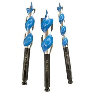 spyder stinger 3-piece assorted woodboring auger drill bit set(1/2, 3/4, 1-in)