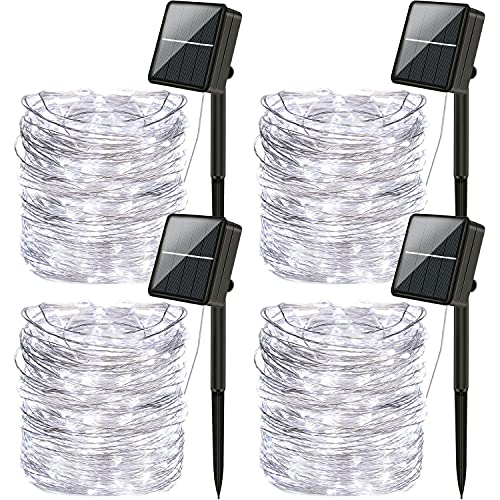 Solar String Lights Outdoor, Waterproof Extra-Long 288Ft 800 LED, 4-Pack - Each 72FT 200 LED Solar Powered Fairy Lights with 8 Lighting Modes, Solar String Lights for Patio, Christmas, Party, Wedding