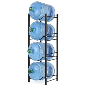 mooace 4-tier water jug rack, 5 gallon detachable water bottle holder for kitchen, office, home, black