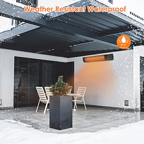 Outdoor heaters for patio, Infrared electric heater with Tripod & Remote control, 1500W -Space Heater with Tip-over Over-heat Protection, IPX5, Wall-mounted For Garage Backyard