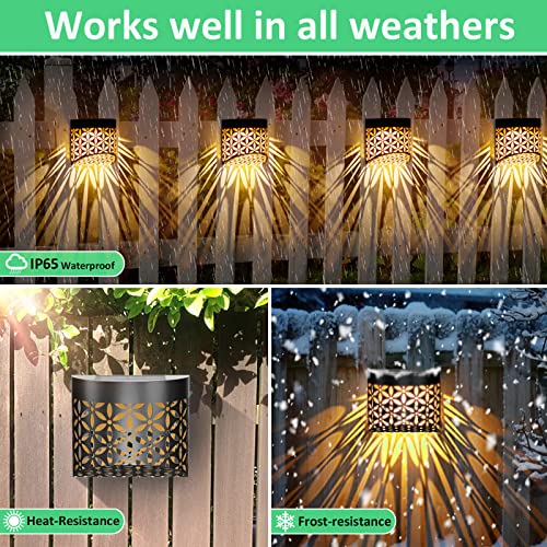 Timeflies Solar Deck Lights, 4 Pack Iron Solar Fence Lights Outdoor Waterproof Garden Decorative Lighting for Wall, Patio, Step, Stair, Yard