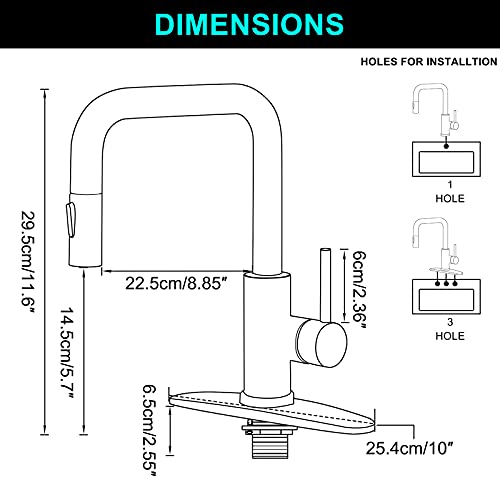 Kitchen Faucet Single Handle Stainless Steel Kitchen Sink Faucet with Pull Out Sprayer Matte Black