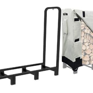 Artibear Firewood Rack Stand 4ft With Log Holder Cover For Outdoor Indoor Fireplace Wood Pile Storage Stacker Organzier